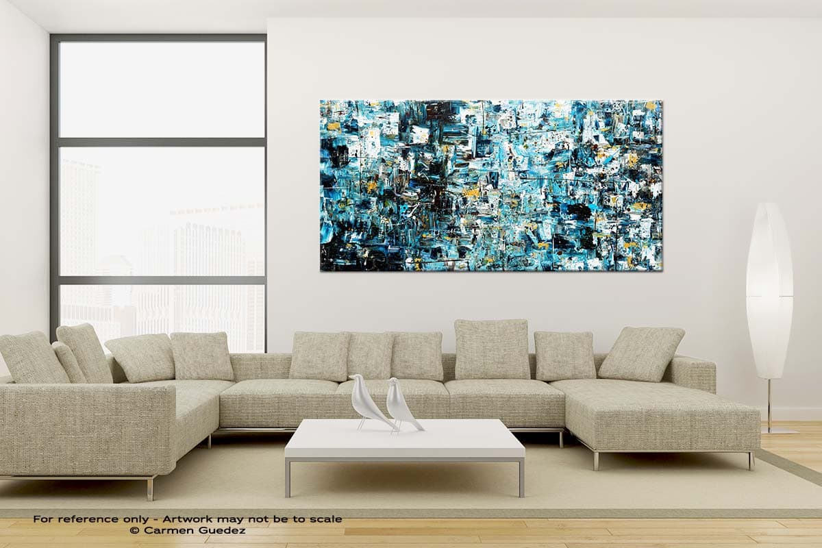 Blue Reef Large Canvas Abstract Painting Id6