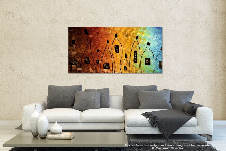 Large Wine Abstract Art Paintings Cocktail Bar | Colorful Wine Abstract ...